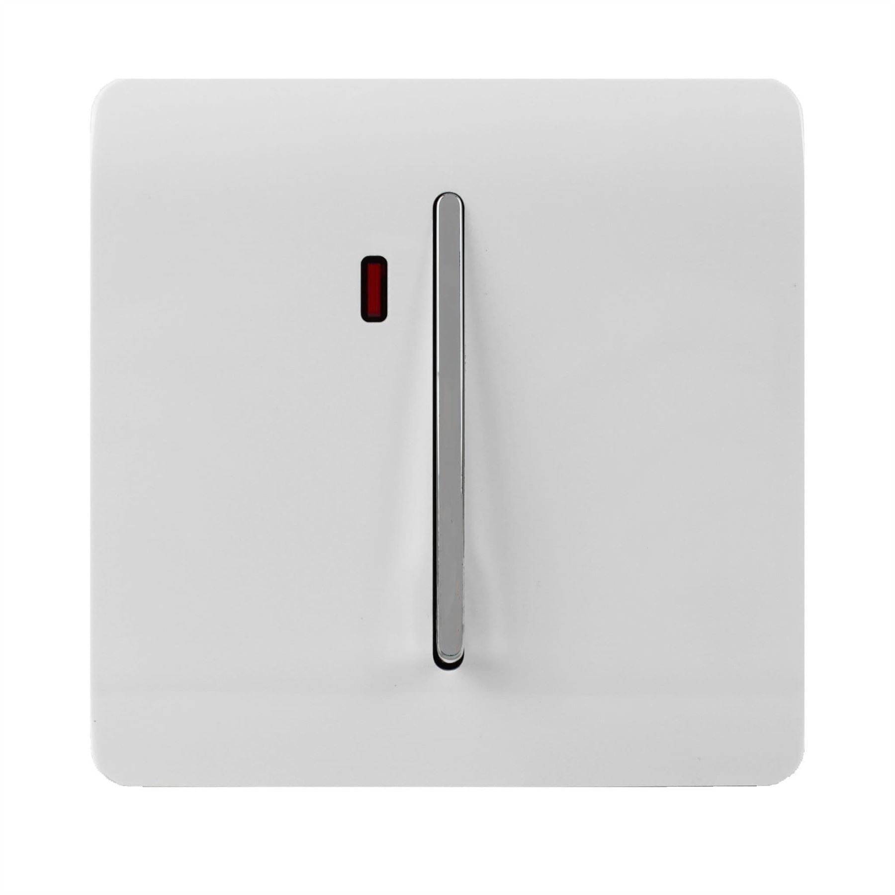Trendi Switch 1 Gang 45 Amp Cooker Switch with Neon in Ice White